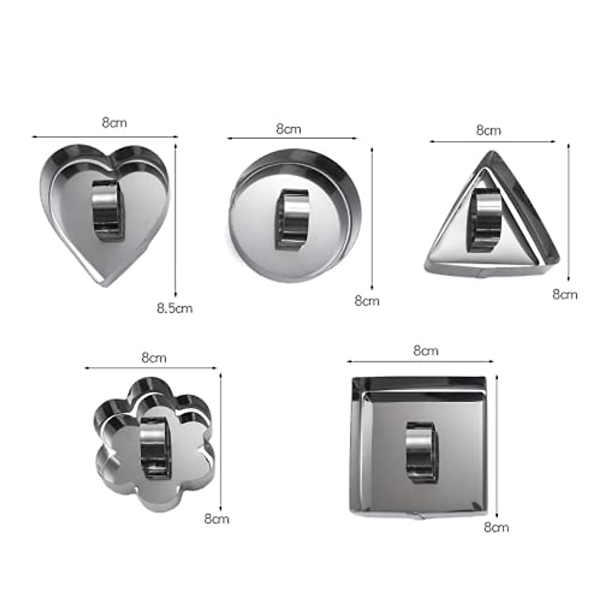 5 PCS Cake Rings Food Cooking Mould with Push Lid Shapes Stainless Steel Desserts Making Catering Business Cooking.