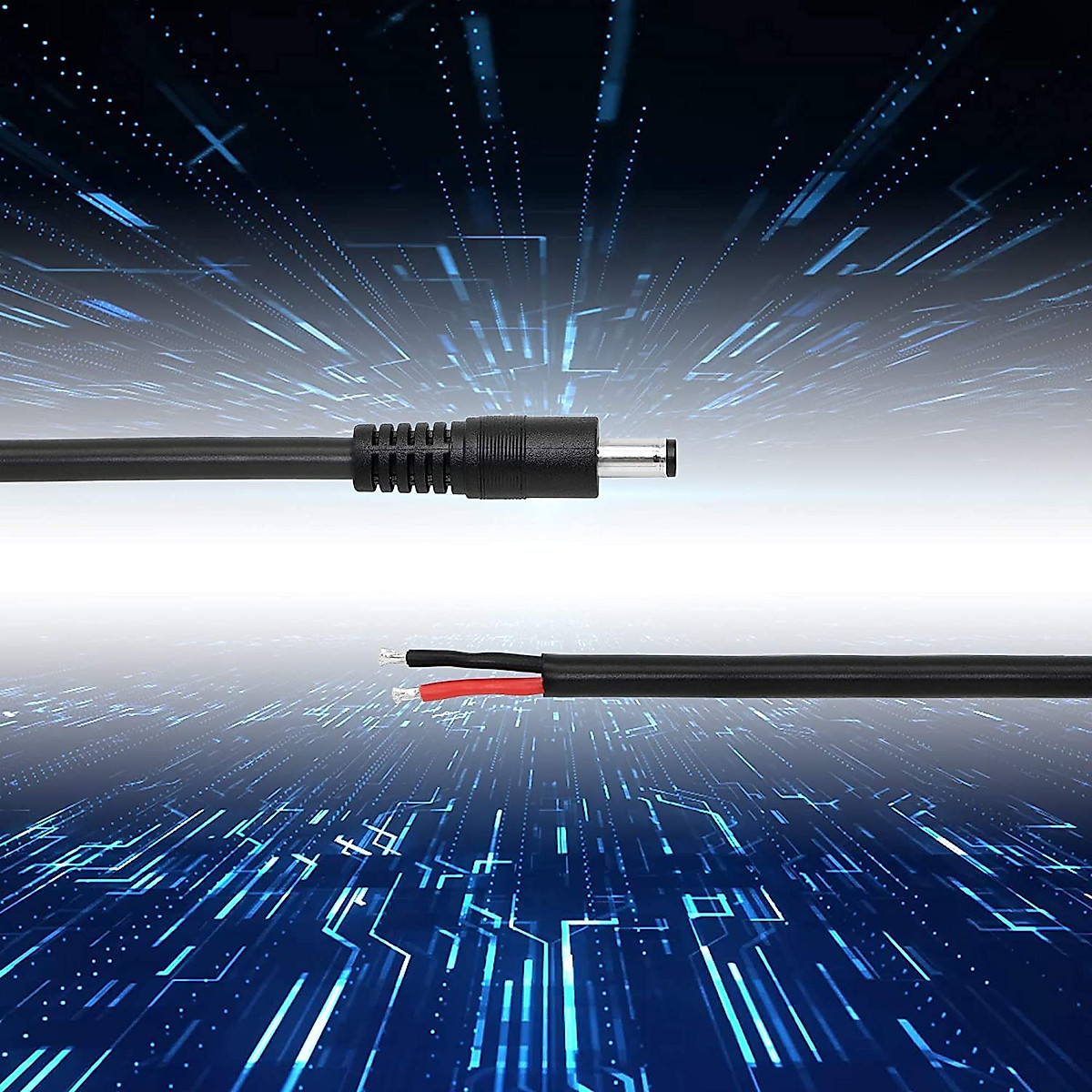 DC Power Pigtails Cable,3FT DC 5.5MM x 2.1MM Male Plug to Bare Wire Open End Power Wire Supply Repair Cable,16 AWG Barrel Connector Pigtail for CCTV Security Camera,DVR,LED Strip Light Etc-2 Pcs(M)