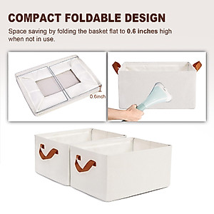 Pulnimus Storage Bins Baskets for Organizing - 15.4"x11.4"x7.9" Large Fabric Storage Cubes for Shelves Rectangular Foldable Closet Organizers with Handles for Clothes Toys 2-Pack (White)