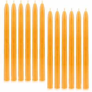 Beeswax Taper Candles, 10 inch Natural Beeswax Tapers Candle Sticks 12 Pack - Unscented and Smokeless - 9 Hours Long Burning Time for Home Decor, Party, Wedding
