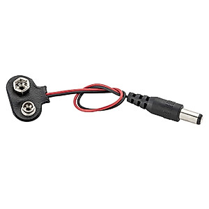 9v Battery Clip with DC 5.5mm x2.1mm Plug, 10 PCS 9v Battery Adapter for Arduino T Type