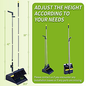 IVYROLL Broom and Dustpan Set, Long Handled Adjustable Dustpan and Brush with Comb Teeth for Indoor Outdoor Garden Home Patio Yard Kitchen Cleaning and Sweeping