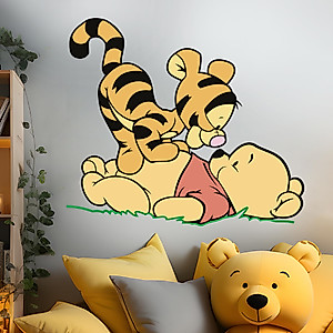 e-Graphic Design Inc Winnie The Pooh & Tigger Wall Decals I Winnie The Pooh Nursery Decor for Boy & Girl I Cute Room Decor I Winnie The Pooh Gifts I Bear Decor I (Wide 22"x19" Height)