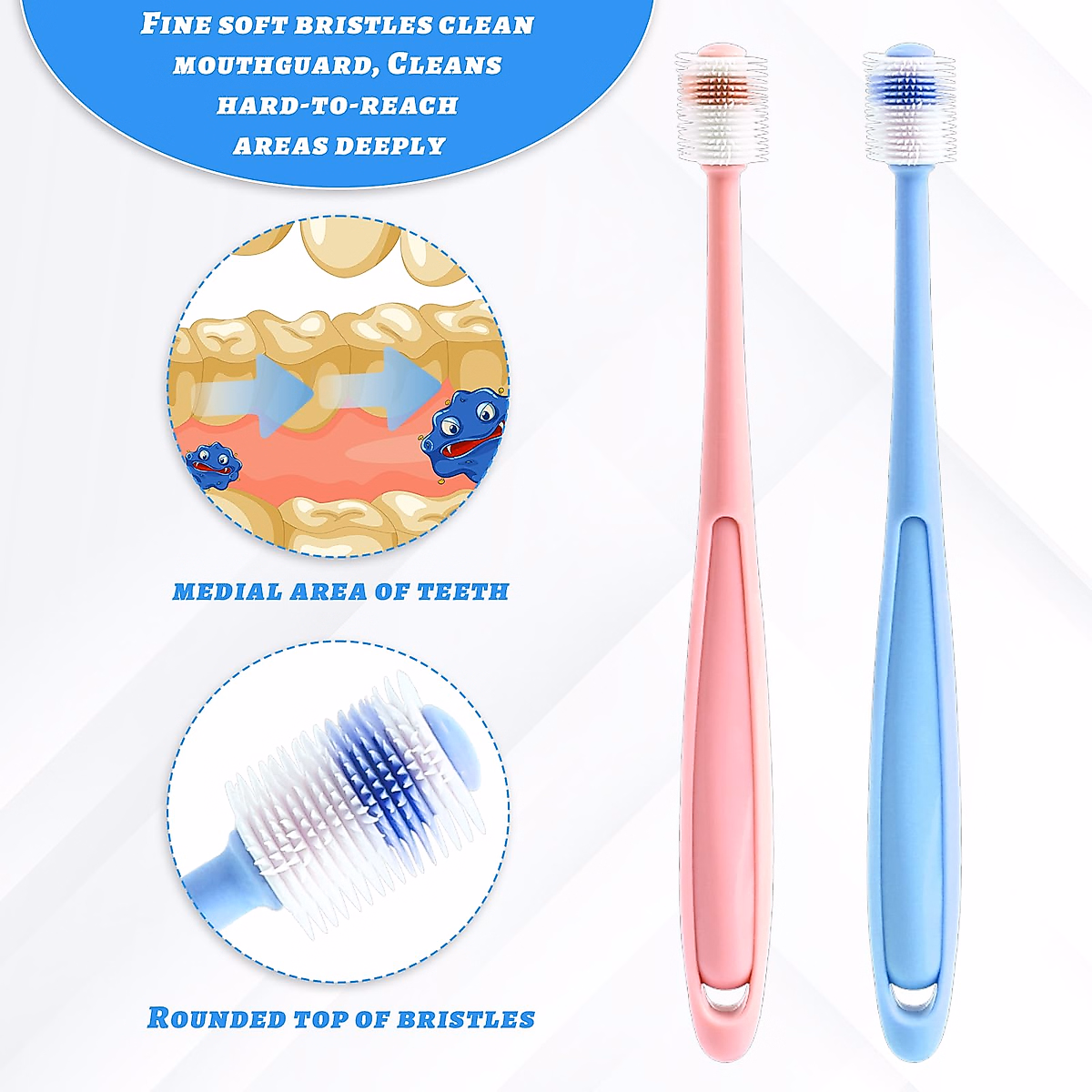 Qianyu 2 Pcs Dog Toothbrush 360 Degree Cleaning Soft Bristled Pet Brush Suitable for Small Dog and Cat Tooth Silicone Antislip Pet Cleaning Tool Dental Care Toothbrush Can Deep Clean Bad Breath