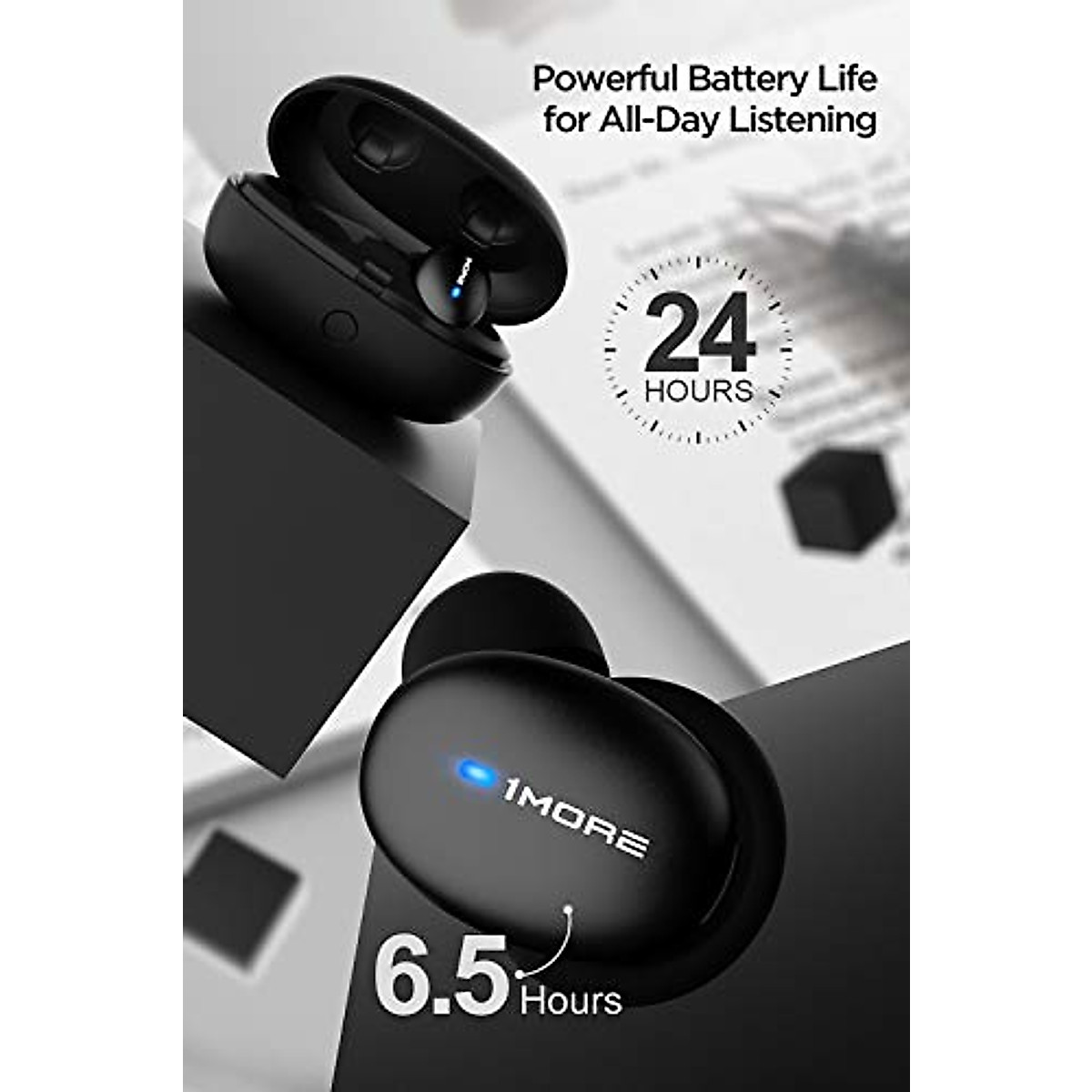 1MORE Stylish True Wireless in-Ear Headphones with Microphone, Black, E1026BT-I-BLACK