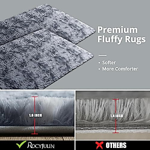 ROCYJULIN Area Rug 5x7 for Bedroom, Fluffy 5x7 Area Rugs for Living Room, Ultra Soft 5x7 Rug Non-Slip Shag Fuzzy Rug for Nursery, Kids, Girls, Boys, Grey