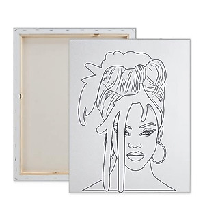 Essenburg Pre Drawn Canvas Rhianna Paint Kit | Adult & Teen Sip and Paint Party Favor | DIY Date Night Couple Activity (S 8X10 & 12 COLORS OF PAINT)
