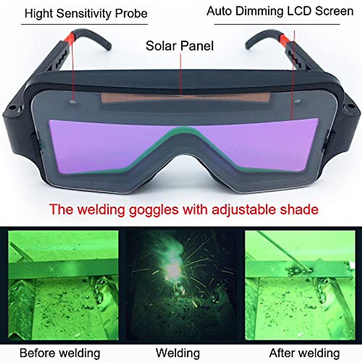 Melgweldr Welding Goggles Auto Darkening,Solar Auto Darkening Welding Glasses Over Glasses Welders Safety Protection PC Glasses with Welding Protective Gloves