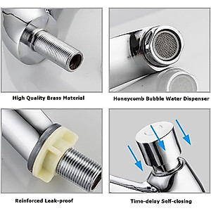 Time Delay Sink Faucet,Public Ktchen Bathroom Chrome Plated Self Closing Water Saving Time Delay Basin Tap Faucet for Home Kitchen, Bathroom, Hotel use
