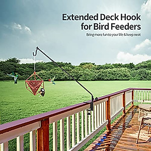 ULIOK 2 Pack Heavy Duty Fence Deck Hook 31 Inch for Bird Feeder-Extended-Adjustable-360 Degree Rotary-Solid Rod Plant Bracket Hanging Hooks for Planters, Suet Baskets, Lanterns, Wind Chime,Unassembled
