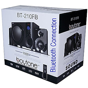 Boytone BT-210FB Wireless Bluetooth Stereo Audio Speaker with Powerful Sound, Bass System, Excellent Clear Sound & FM Radio, Remote Control, Aux-In Port, USB/SD/for Phone's, Laptops, Black, 30 W
