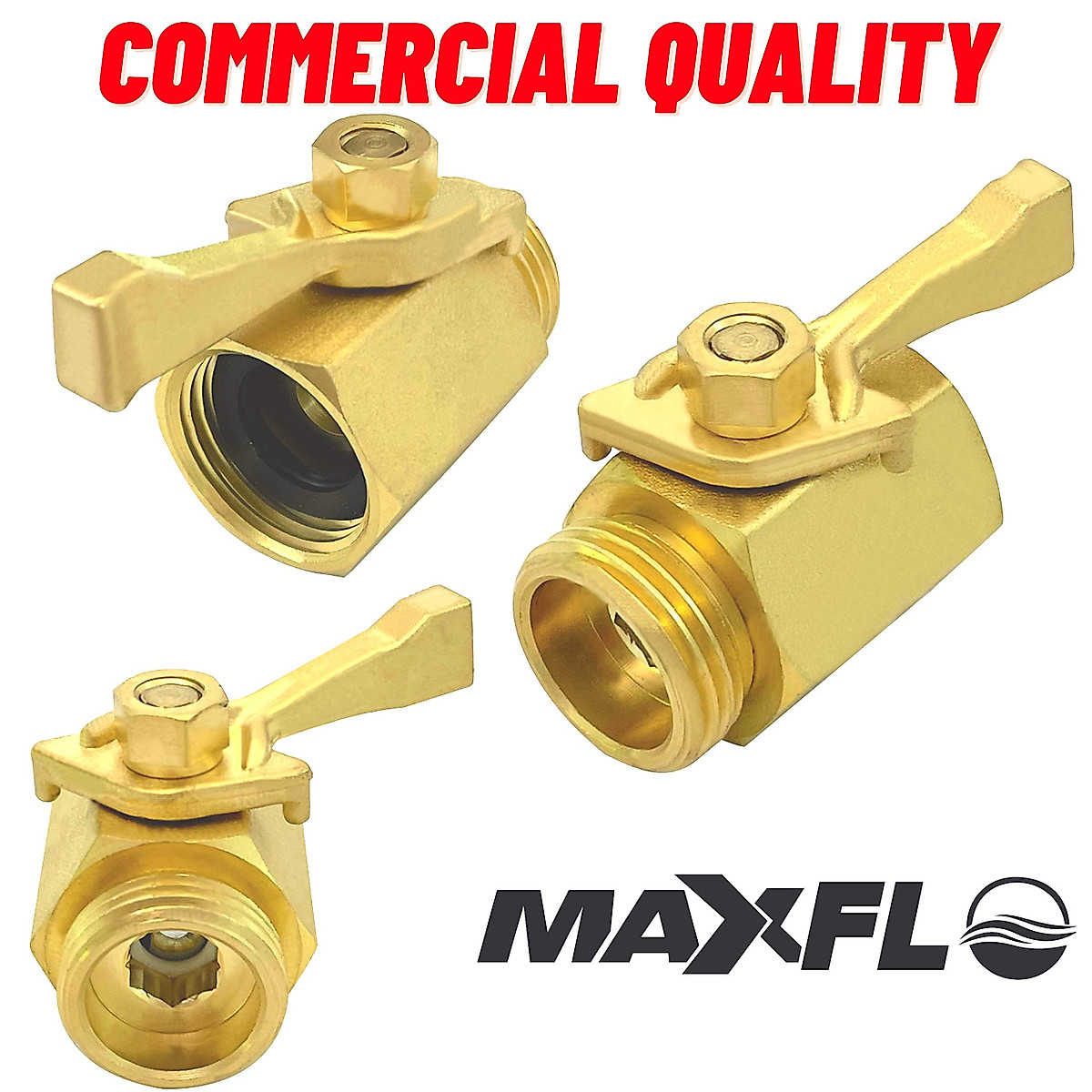 Heavy Duty Brass Hose Shut Off Valve | 2 Pack Garden Hose Connector | Water Hose Valve Shut Off | Shutoff Valve | 2 Extra Pressure Washers | Fits All Standard Hoses