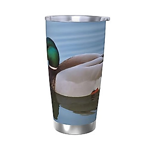 jshmgchw 3d Mallard Ducks 20oz Tumbler, Car Cup With Lid And Straw, Spill-Proof, Stainless Steel Double Wall Vacuum Insulated Reusable Coffee Travel Mug, For Cold Drinks, Hot Beverage