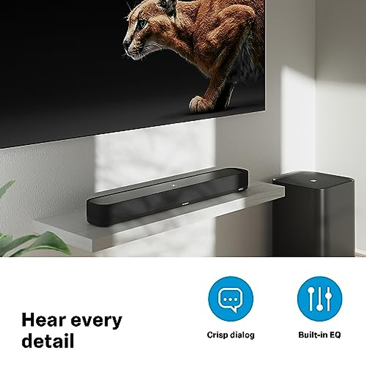 Sennheiser AMBEO Soundbar Mini - Immersive 3D Audio for TV, Movies, and Music - Compact Device with Powerful Adaptive Features, Multiple Connectivity and Intuitive Usage