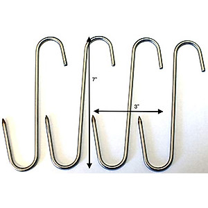 RiversEdge Products Stainless Meat Hooks, Smoker Hook, 7", 4 Pack
