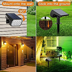 Solar Spot Lights Outdoor Color Changing, [7 Modes/6 Pack] Christmas IP65 Waterproof Landscape Spotlights, Dusk to Dawn Solar Powered Security Light for Patio Gate Walkway Pool Garden Yard Driveway