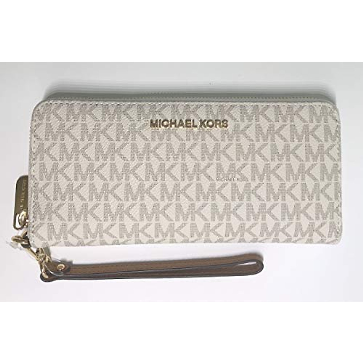MICHAEL Michael Kors Jet Set Travel Continental Wallet Wristlet (Signature MK Vanilla)