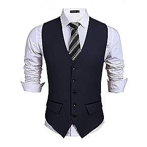 COOFANDY Men's Dress Vest Slim Fit Formal Dress Waistcoat Casual Business Wedding Suit Vest