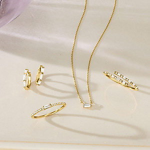 RS Pure by Ross-Simons 0.15 ct. t.w. Baguette and Round Diamond Ring in 14kt Yellow Gold. Size 7