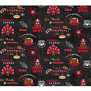 University of Georgia Cotton Fabric by Sykel-Licensed Georgia Bulldogs Turkey Bowl Cotton Fabric