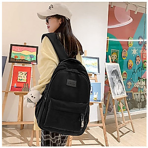 GRYPIT Kawaii Cute Backpack with Cute Accessories Kawaii Aesthetic Backpack with Bag Charm (Black)