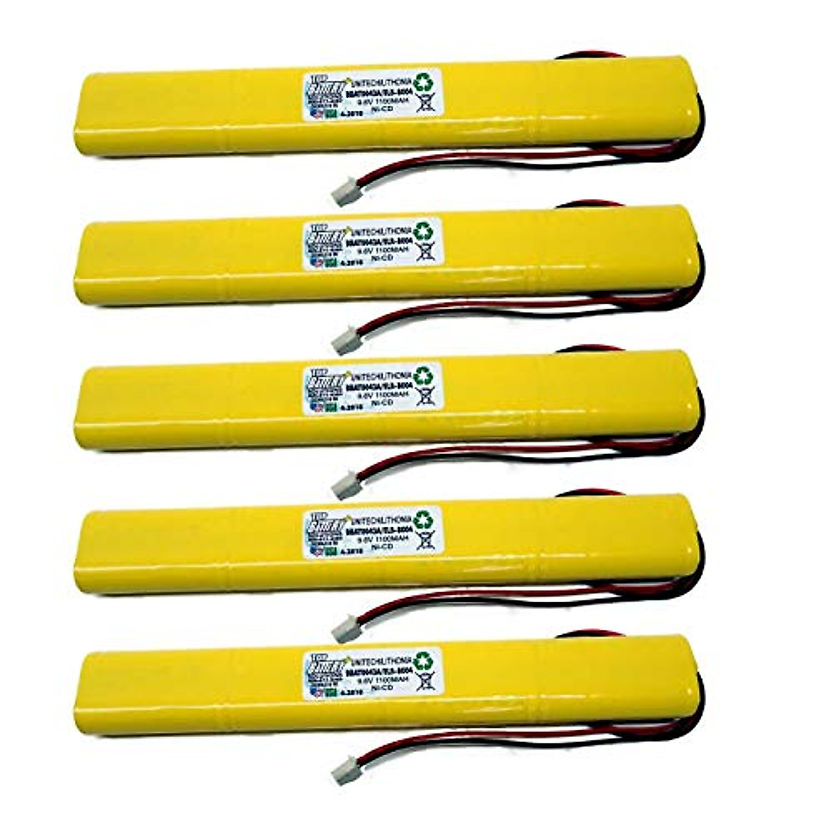 5PC Replacement Battery for Lithonia BBAT0043A,UNITECH BBAT0043A,LITHONIA ELB-B003.ELB-004 Replacement Battery Emergency Light 9.6V 1.1Ah NiCD