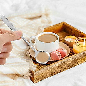 8 Pcs Flower Dessert Spoons, Stainless Steel Coffee Teaspoon Set - Cute Mini Tableware for Demitasse Espresso, 4 Styles (Silver)