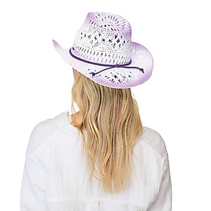 C.C Ombre Open Weave Cowbay Hat with Braided Trim, Lavender