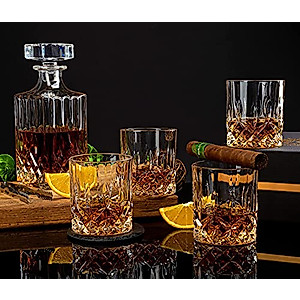 𝗟𝗨𝗫𝗨𝗥𝗬 Gifts For Men Dad - Crystal Whiskey Glasses - Set of 4 Rocks Glasses in Satin-Lined Gift Box - Old Fashioned Whisky Lowball Bar Tumblers Barware for Drinking Bourbon, Scotch, Whisky