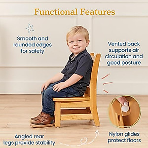 ECR4Kids 24in x 48in Rectangular Hardwood Table with 16in Legs and Four 8in Chairs, Kids Furniture, Honey