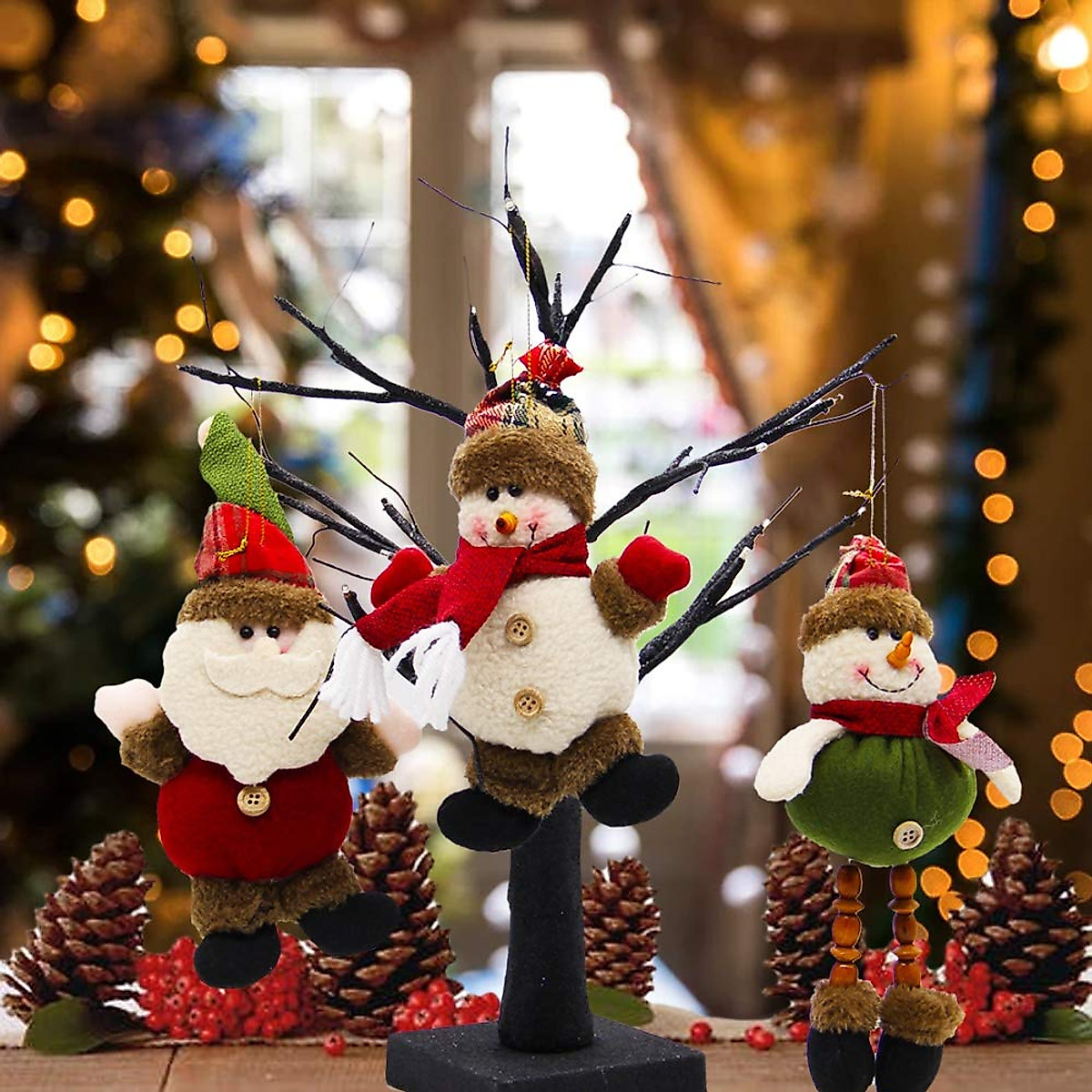Lulu Home Christmas Tree Ornaments, Xmas Hanging Plush Decorations, 6 PCS