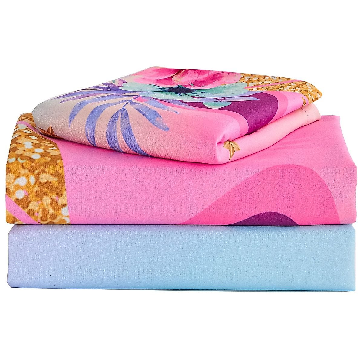 VIVILINEN Twin Size Sheet Set 3 Piece Rainbow Unicorn Kids Bed Sheets Set for Girls Kids Bedding Sheets Toddler Twin Bedding Set Include Flat Sheet, Deep Pocket Fitted Sheet and Pillowcase