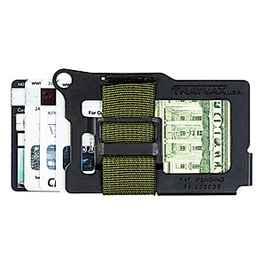 Trayvax Armored Summit Wallet, RFID Front Pocket Metal Credit Card Holder with Money Clip, Slim Minimalist Wallet for Men and Women, OD Green