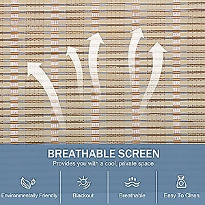 6 Panel Room Divider Wall Screen 6FT Tall Folding Wood Frame Privacy Divider Screen Freestanding Wall Divider Partition Vintage Room Separation Screen Portable Breathable Partition Divider, Natural