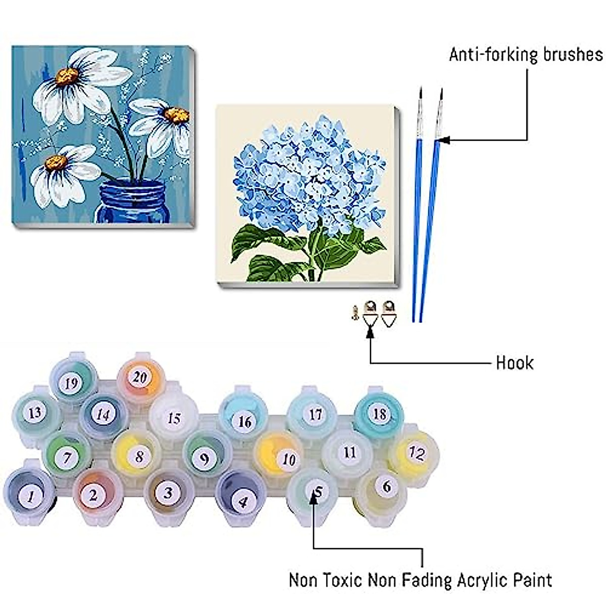 Mowana 2 Framed DIY Paint by Numbers for Adults Beginner, Paint by Number for Adults Framed Canvas, Painting by Numbers for Adults, 2 Pack 10x10 inch, Paint by Number for Adults, Crafts for Adults