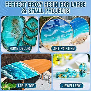JDiction Epoxy Resin High Gloss 34OZ - 3X Yellowing Resistant Upgrade Formula, Self Leveling Resin and Hardener, Crystal Clear & Bubble Free Coating and Casting Resin for Jewelry, Art, Wood 1:1 Ratio