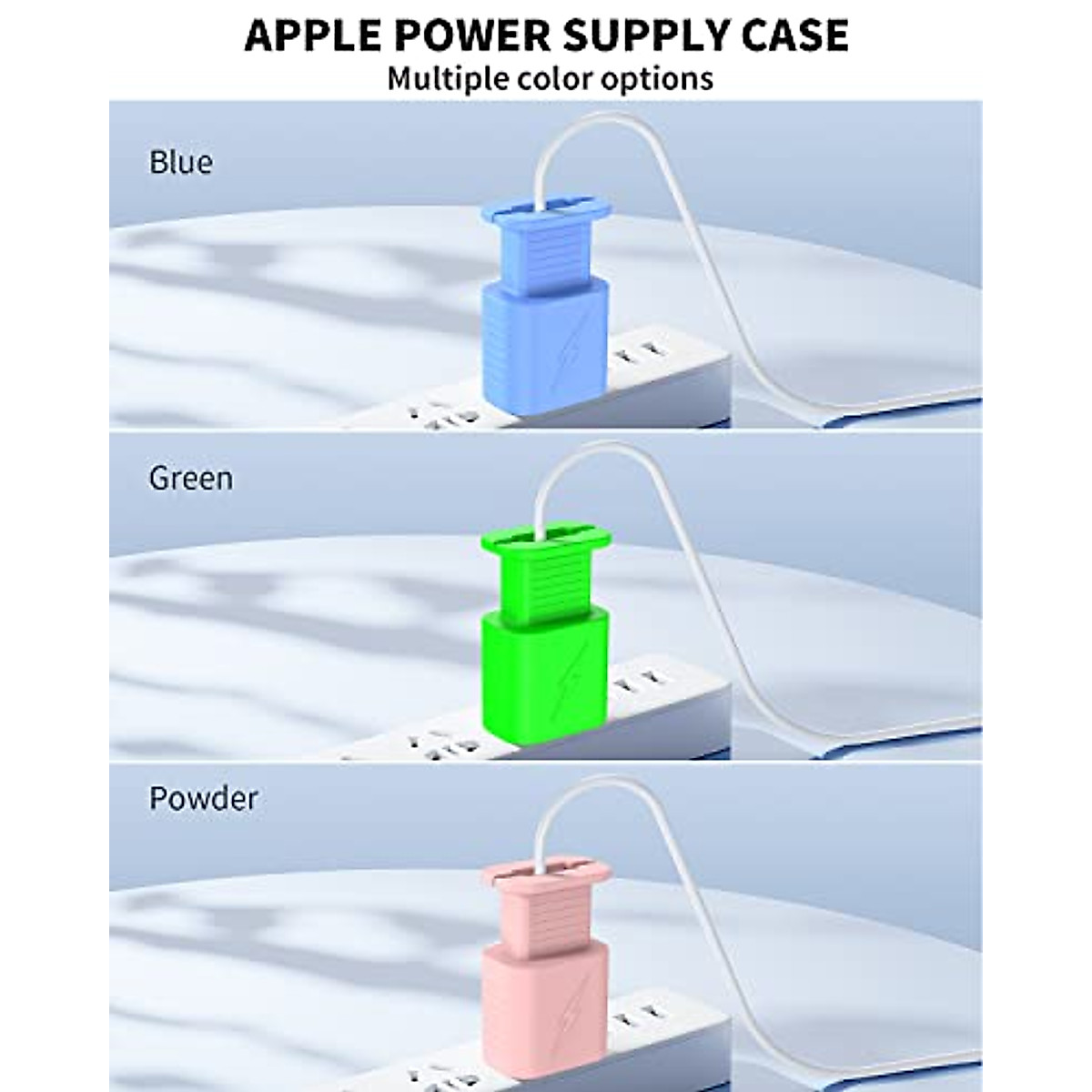 [3 Pack] FREEOL Silicone Charger Protector, Travel Cord Organizer Compatible with Apple 20W/18W USB-C Power Adapter, Data Cable Winder can Glow in The Dark - (Pink + Glow Blue + Glow Green)