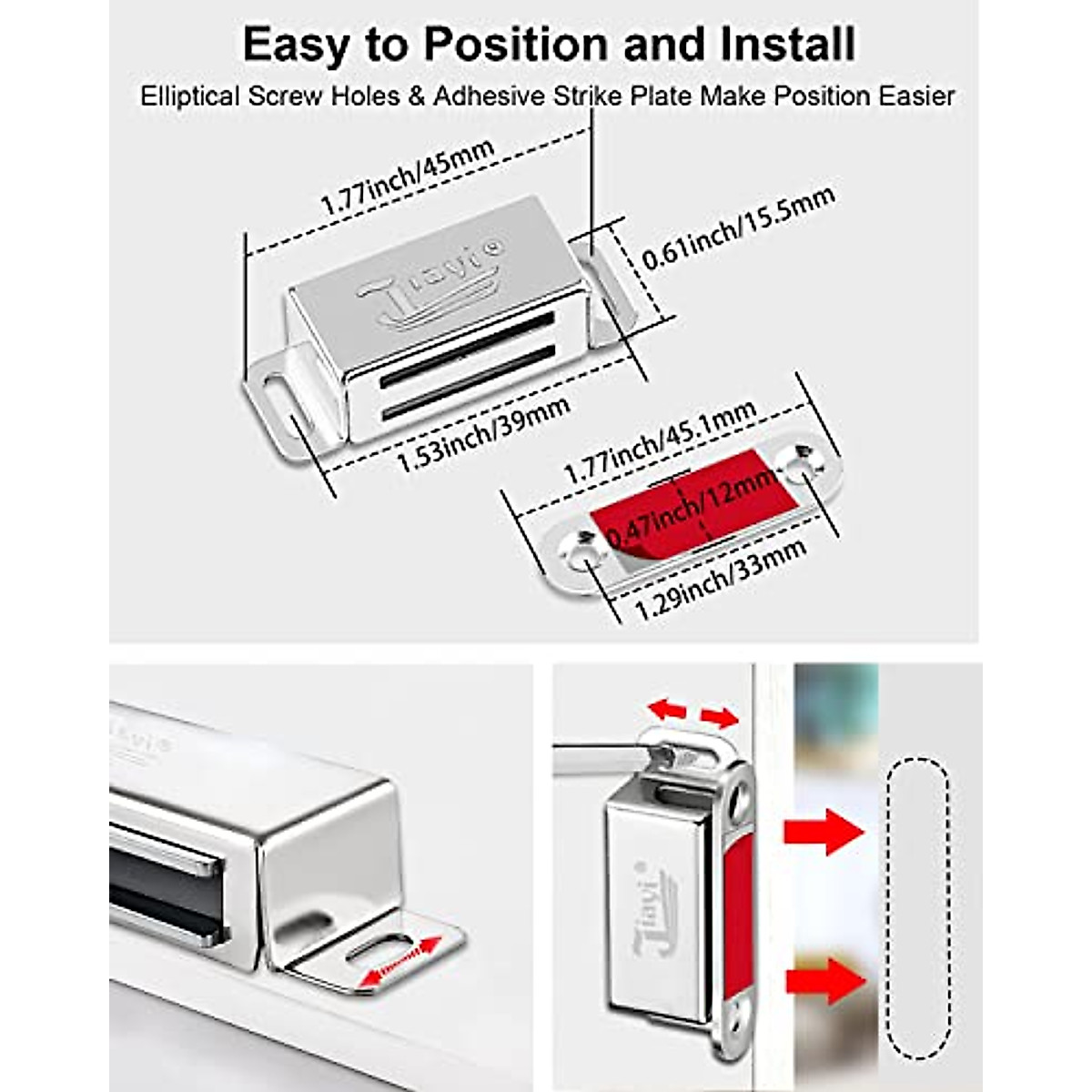 Cabinet Magnets Jiayi 12 Pack Magnetic Door Catch Stainless Steel Kitchen Cabinet Magnetic Catch Drawer Magnet for Cabinet Door Cupboard Magnetic Closures for Cabinet Magnetic Latches Cabinet Closer