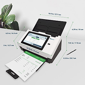 Raven Pro Document Scanner - Huge Touchscreen, High Speed Color Duplex Feeder (ADF), Wireless Scan to Cloud, WiFi, Ethernet, USB, Home or Office Desktop