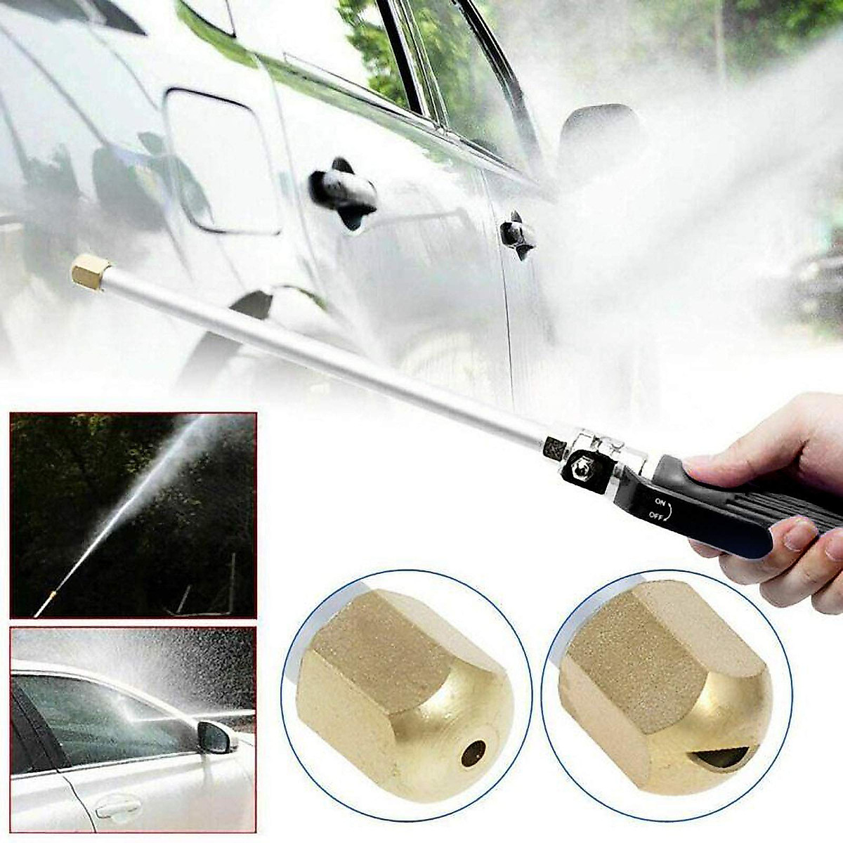 High Pressure Power Washer wand, Hydro Jet Water Hose Nozzle,Watering Sprayer Cleaning Tool, Wand Lance for Gutter Patio Car Pet Window Glass Black