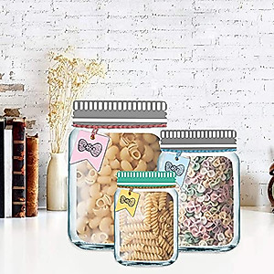 Enkrio 30Pcs Mason Jar Zipper Bags Reusable Food Storage Bags for Snack Nuts Cookies Portable Leakproof Food Saver Bag for Kitchen Travel Camping Picnic Organizer (10S 10M 10L)