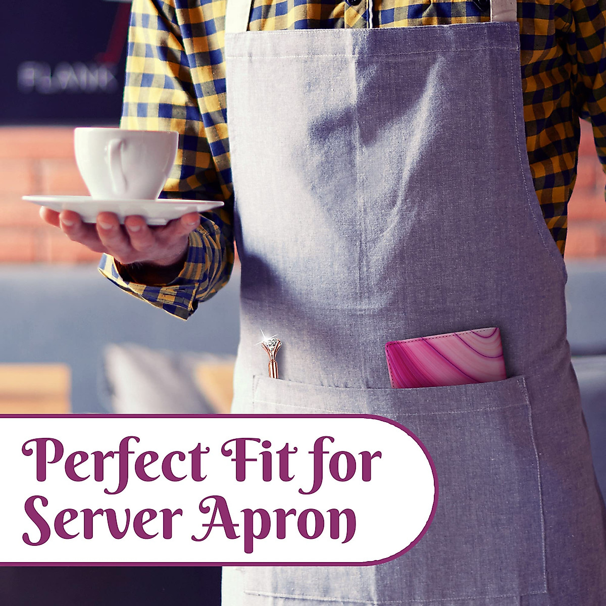 9 Pocket Server Book w/Diamond Pen, Waitress Book w/Money Pocket and Zipper, Waitress Book, Server Books for Waitress, Server Books, Waitress Book Organizer, Server Book Cute, Servers Book