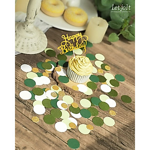 Green Confetti Golden Greenery Glitter Paper Scatter Table Decoration Surprise Craft Supplies Birthday Party Bridal Baby Shower Party Wedding Gift Circle Dots Decor 200 Pcs