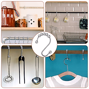Hotop Stainless Steel Shower Curtain Hooks Rust Resistant Shower Curtain Hook Ring Bathroom S Shaped Hook Hanger for Kitchen Utensils, Shower Curtain, Clothes, Towels (12 Pieces)