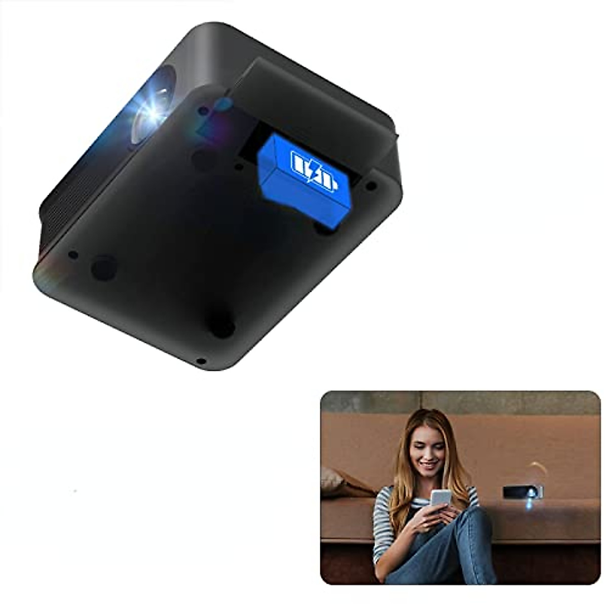 NarcNton Projector Smart TV WiFi Portable Home Theater Cinema Battery Sync Mobile Phone Beam LED Projector Suitable for 4k Movie Projector A30C-Battery