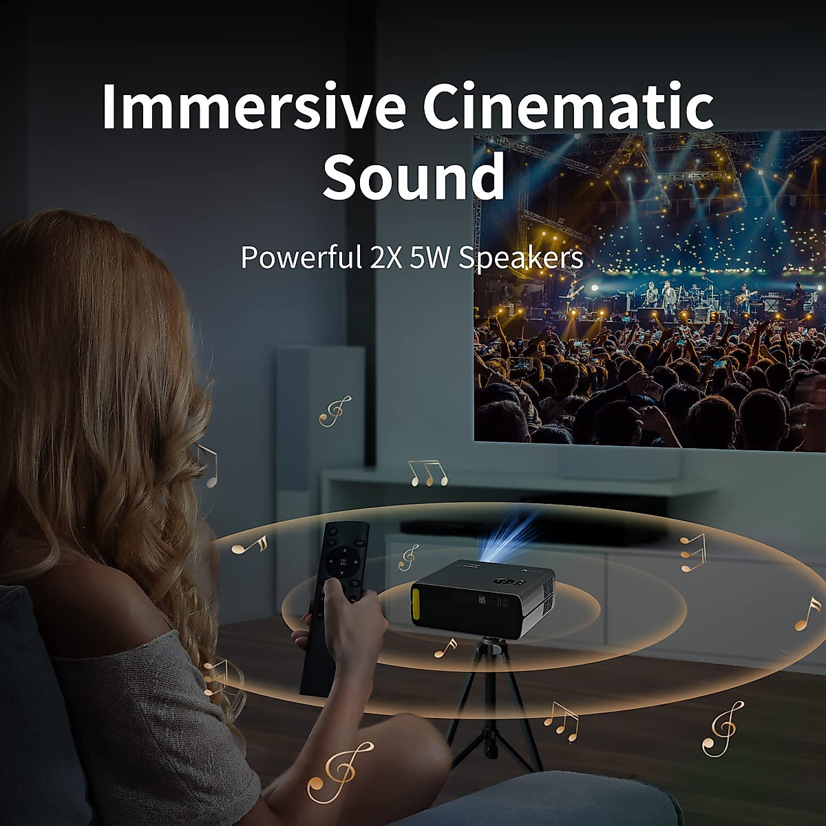 Projector with WiFi and Bluetooth, ASAKUKI Native 1080P 4K Support 450 ANSI Outdoor Movie Proyector, Indoor Home Theater Video Projector w/Portable Bag, Compatible with TV Stick/Phone/iPhone/Laptop