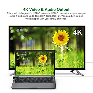 2PCS 180° USB C Female to Male Adapter. Type C U-Shape Converter Support 4K Video & Audio, 10Gbps Data Transfer & PD Fast Charger for All USB Type-C Phone Laptop Tablet. (Black)