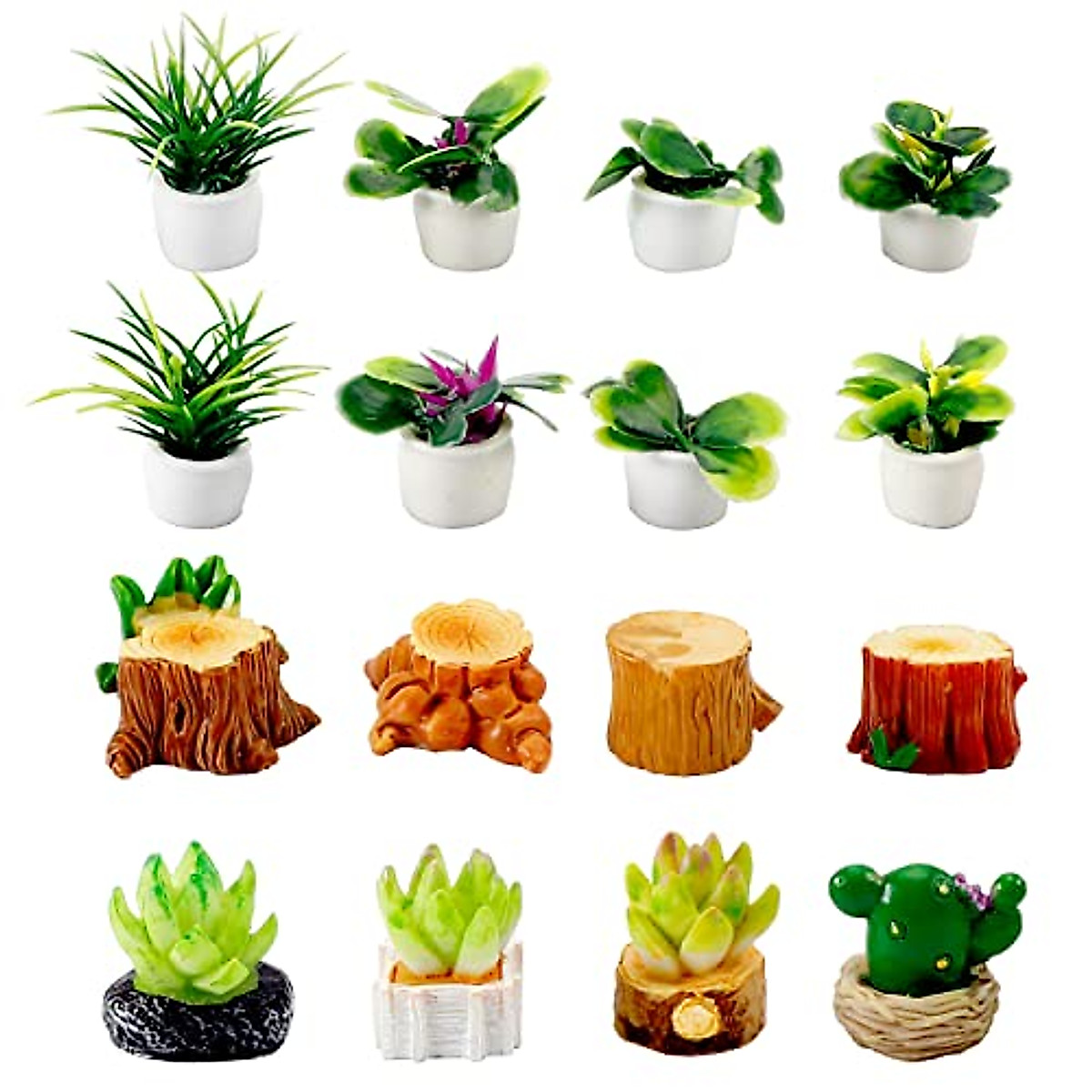16Pcs Miniature House Plants Accessories Mini Potted Plants Bonsai Plant for Mini Garden Fake Greenery Decoration Boys Girls