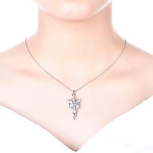 JO WISDOM Arwen Evenstar Necklace,925 Sterling Silver Lord of The Ring Hobbit Pendant Necklace with 5A Cubic Zirconia,Elvish Jewelry for Women