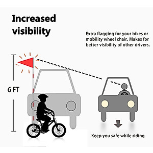 Upgraded Bike Flags with Pole 6 Feet High Visibility Orange Flags with Heavy Duty Fiberglass Flag Pole, Orange Flag and American Flag